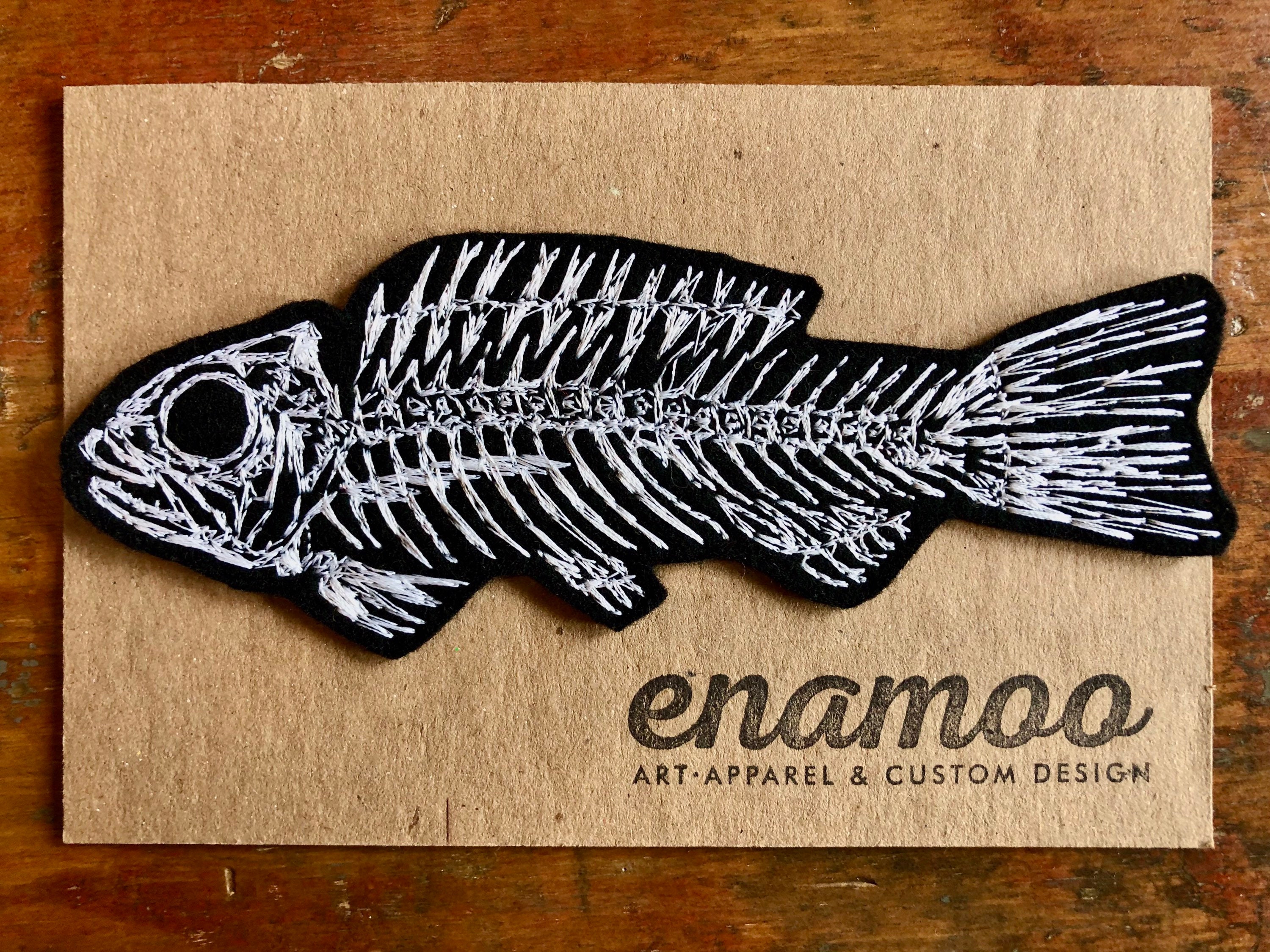 Fish Bone Embroidered Patch - Etsy