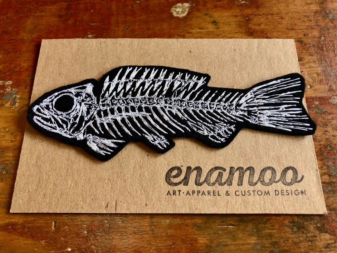 Fish Bone Embroidered Patch - Etsy
