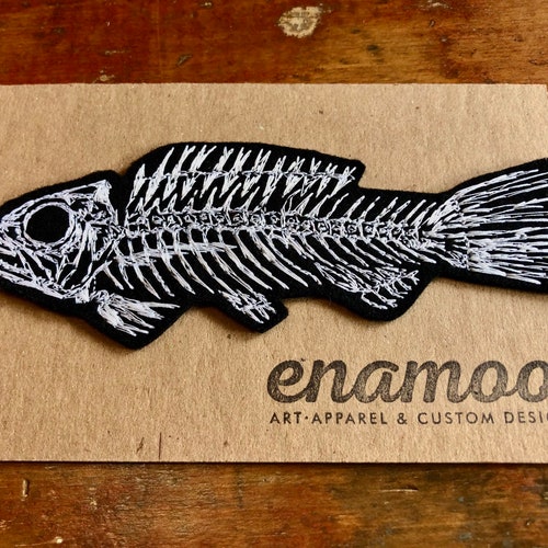 Fish Bone Embroidered Patch - Etsy