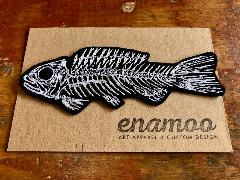 Fish Bone Embroidered Patch - Etsy