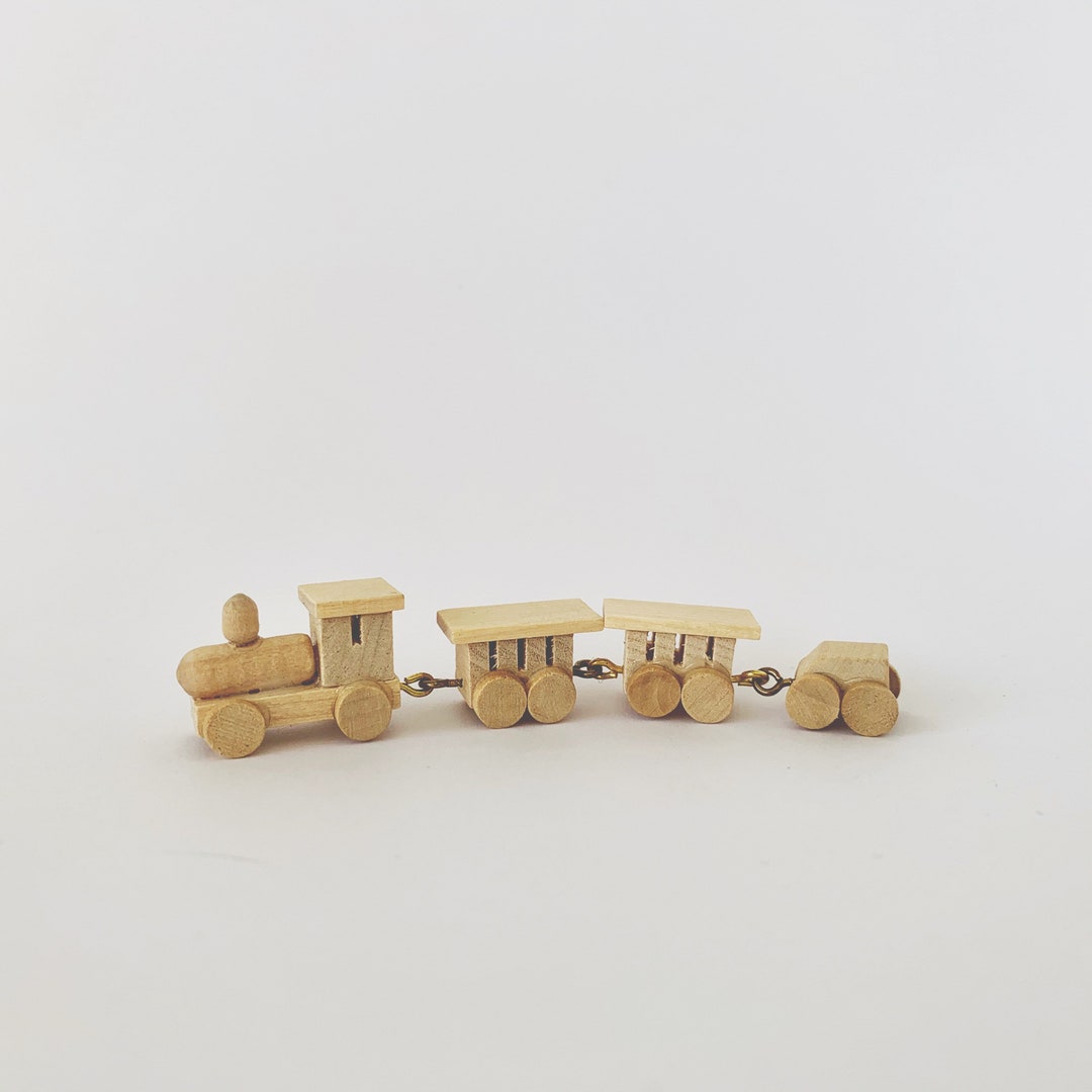 Dollhouse Miniature Wooden Train Set - Etsy