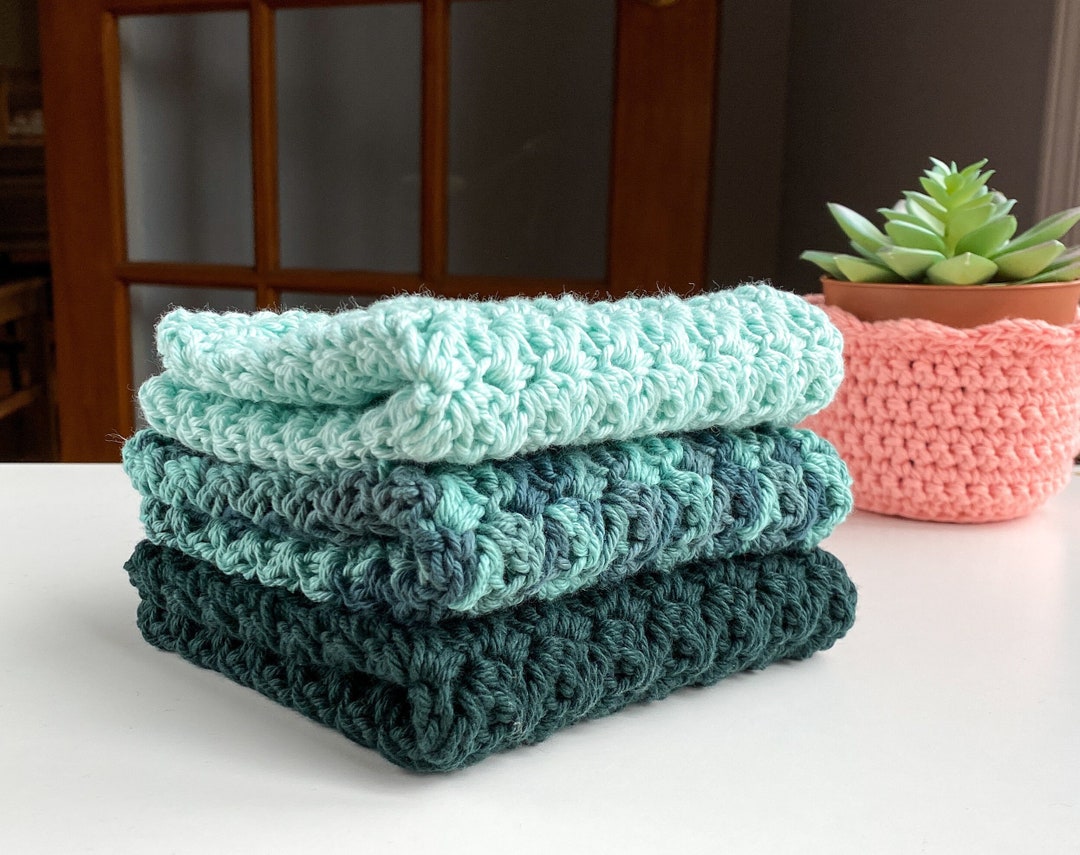 Crochet Dishcloth Set - Green Kitchen Towels - Modern Kitchen Decor - Etsy