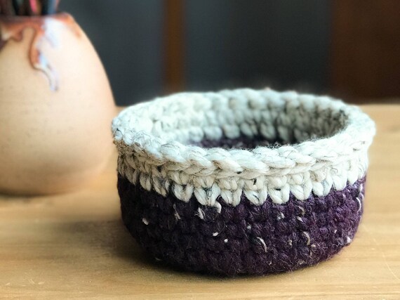 Small Crochet Basket Desk Storage Boho Decor Trinket | Etsy