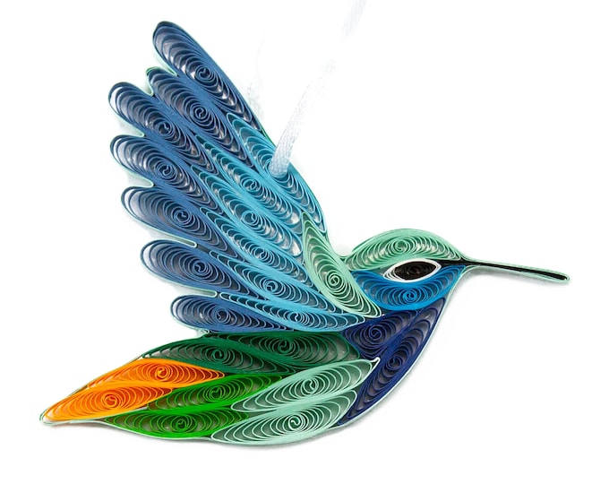 Hummingbird Ornament, Handmade Hummingbird Paper Ornament, Gift for ...