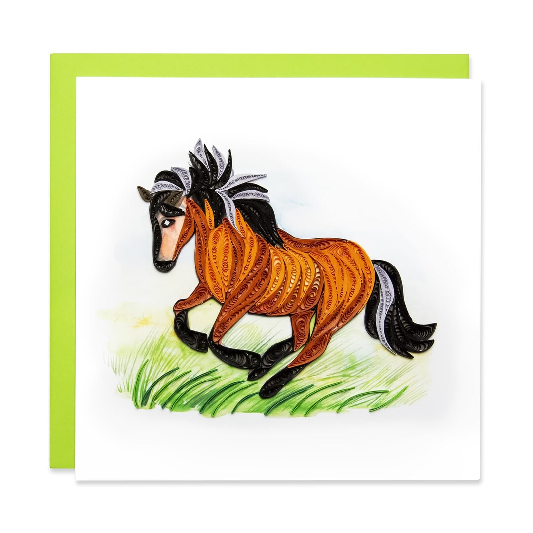 Horse Handmade Greeting Card – Running Quilling Design for Horse Lovers ...