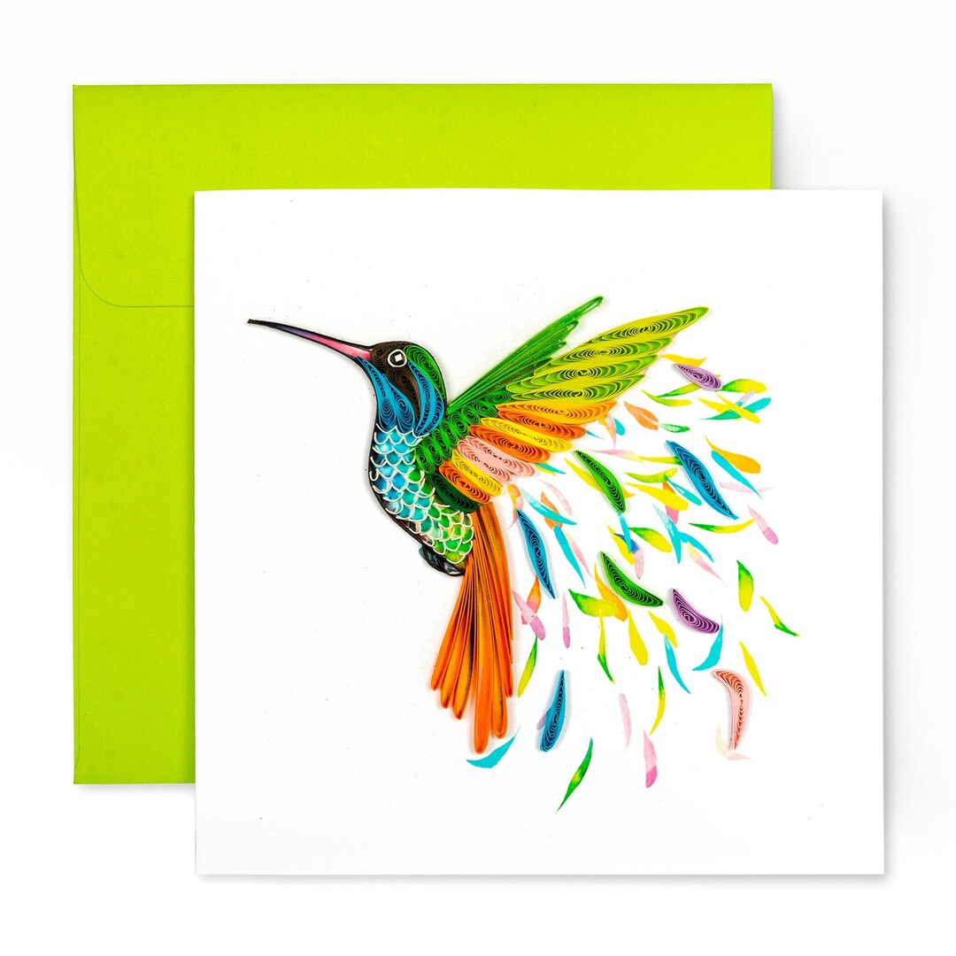 Hummingbird Greeting Card, Handmade Hummingbird Greeting Card, Quilled ...