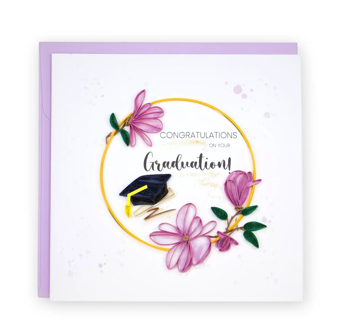 Graduation Handmade Greeting Card – Eco-friendly Quilling Floral Design ...