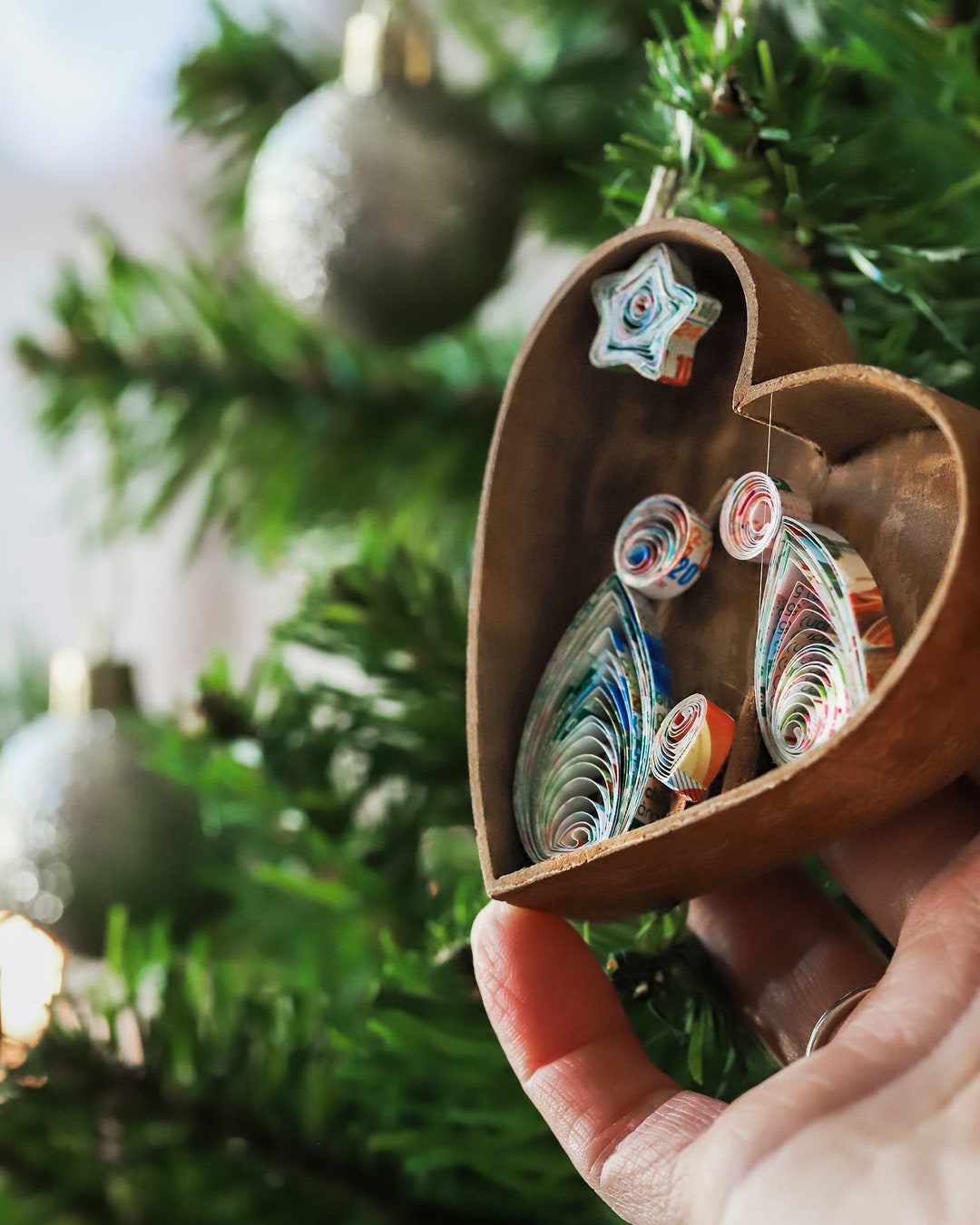 Nativity Heart Handmade Ornament – Unique Cinnamon and Paper Gift for ...