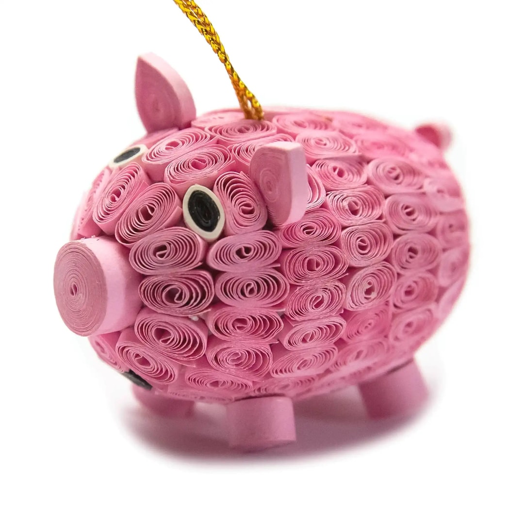 Pig Handmade Ornament – 3D Quilled Paper Farm Animal Gift for Pig ...