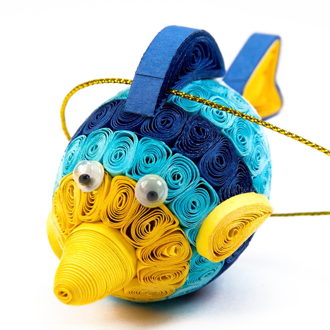 Fish (yellow and Blue, 3D) Handmade Ornament – Eco-friendly Quilling ...