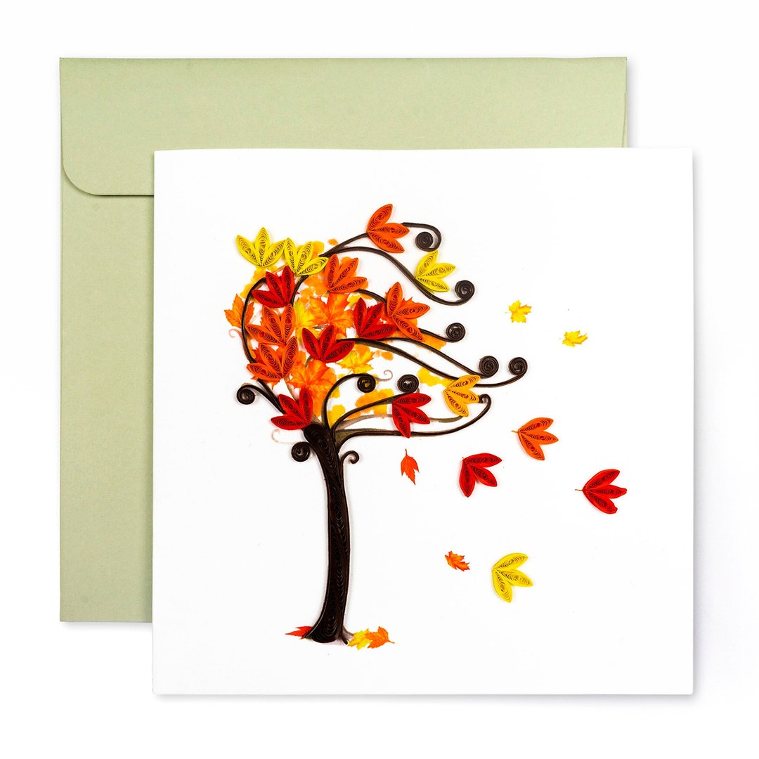 Fall Tree Handmade Card – Quilling Greeting Card for Nature Lovers and ...