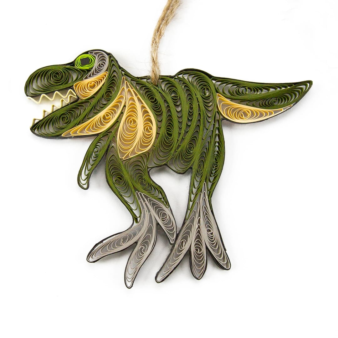 Dinosaur (t-rex) Ornament, Handmade Paper Ornament, Gift for Dinosaur ...