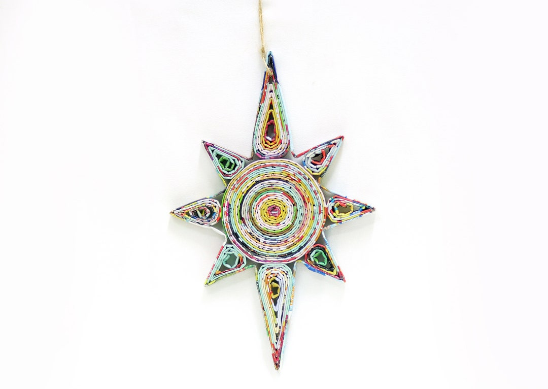 Star Christmas Ornament, Handmade Christmas Star Ornament, Recycled ...