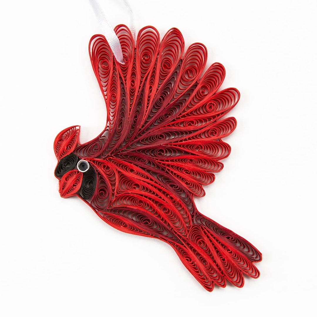 Handmade Cardinal Paper Ornament – Quilled Red Bird Decoration, Eco ...