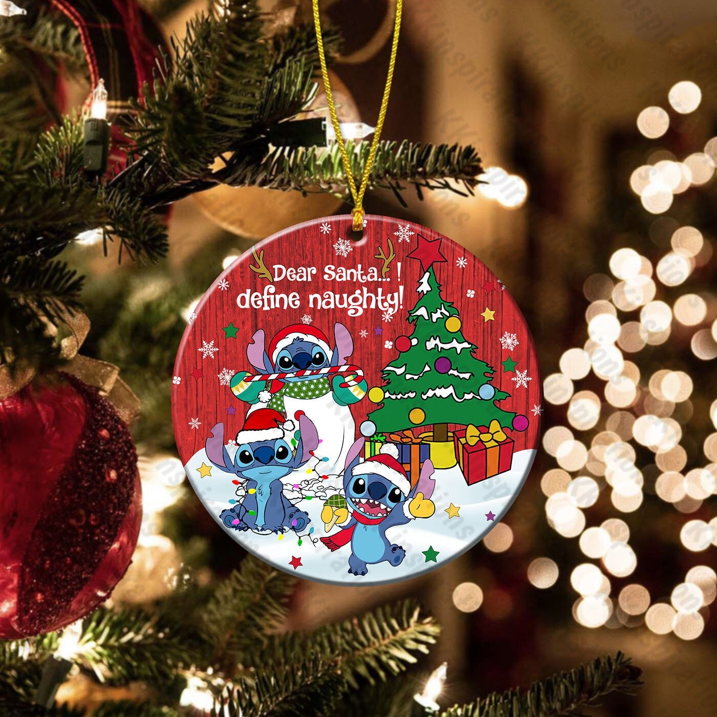 Stitch Christmas Ornament, Stitch Disney Xmas Ornament Designed & Sold ...