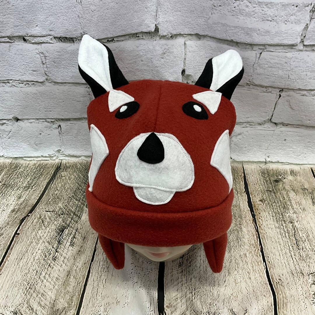 Adult and Kids Fleece Red Panda Hat, Youth Winter Hat, Cold Weather ...