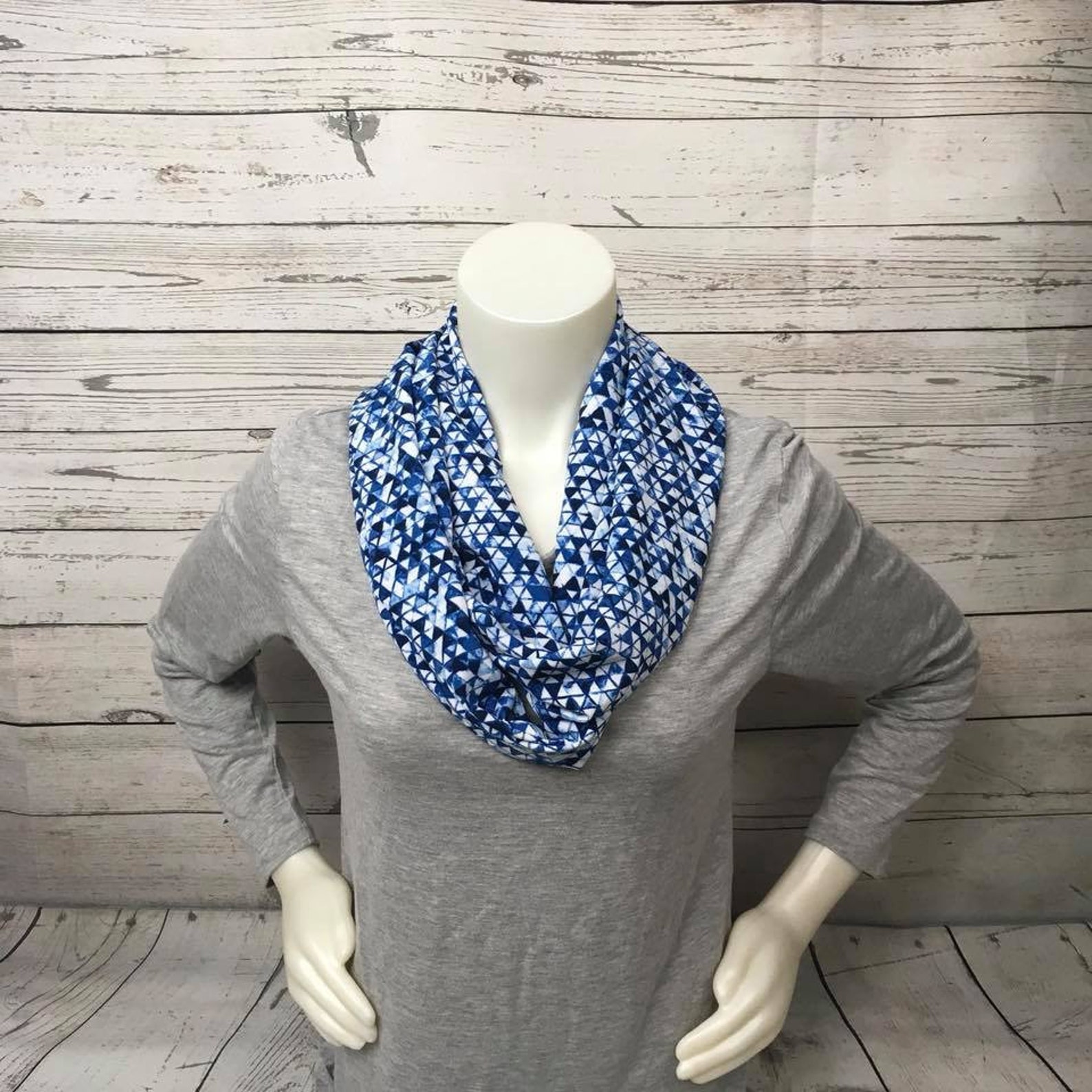 Blue and White Lightweight Infinity Scarf Lightweight Loop - Etsy