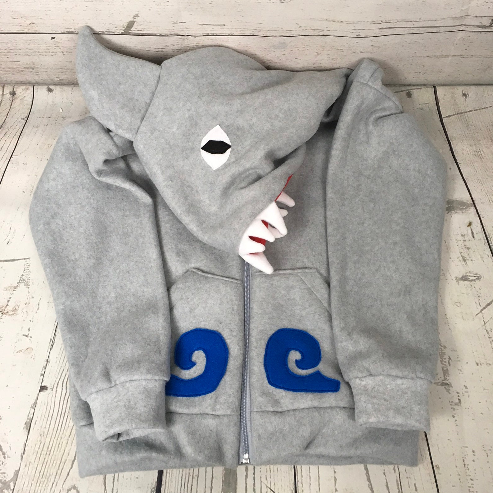 Fleece Shark Adult Sweatshirt, Hooded Shark Sweatshirt, Zip up Adult ...