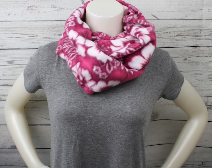 Pink Hibiscus Fleece Infinity Scarf Fleece Loop Scarf Fleece - Etsy