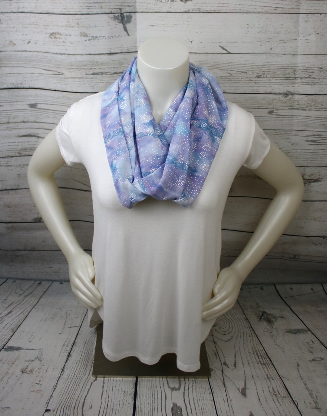Blue and Purple Infinity Scarf, Summer Loop Scarf, Lightweight Infinity ...