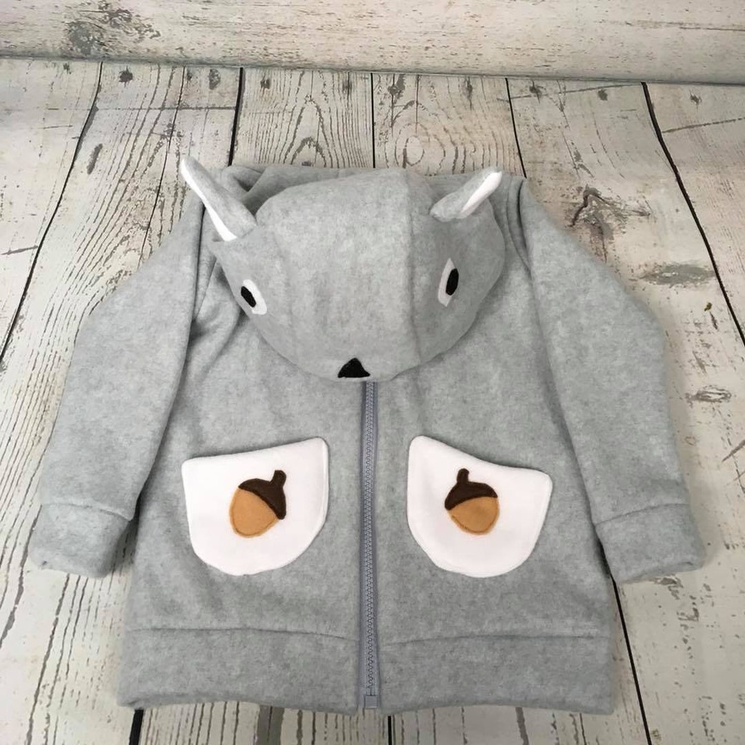 Fleece Squirrel Toddler Sweatshirt, Hooded Squirrel Sweatshirt ,gray ...