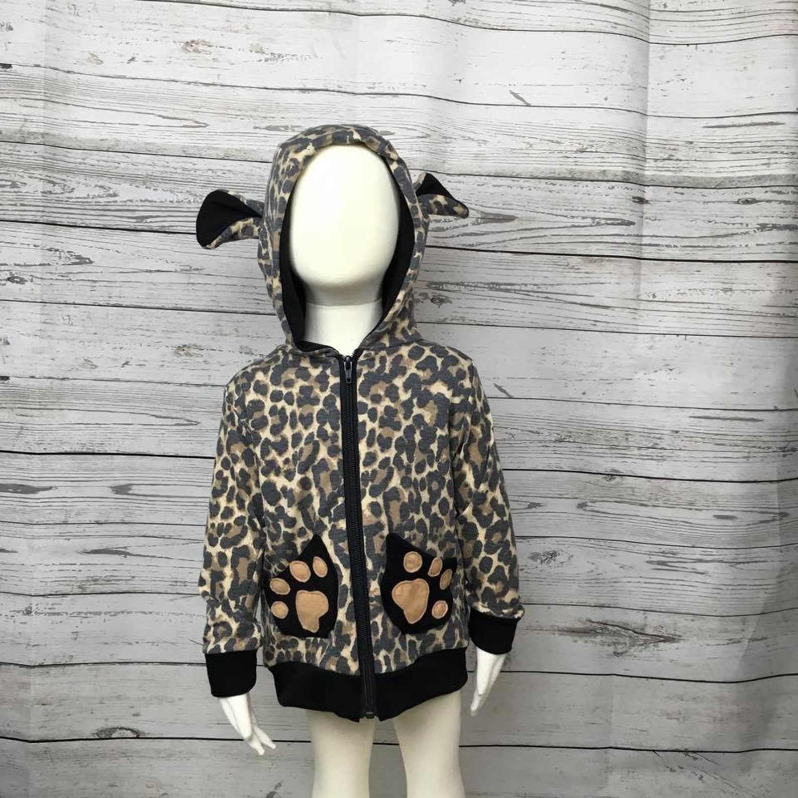 24M Leopard French Terry Knit Baby Sweatshirt Hooded Leopard - Etsy