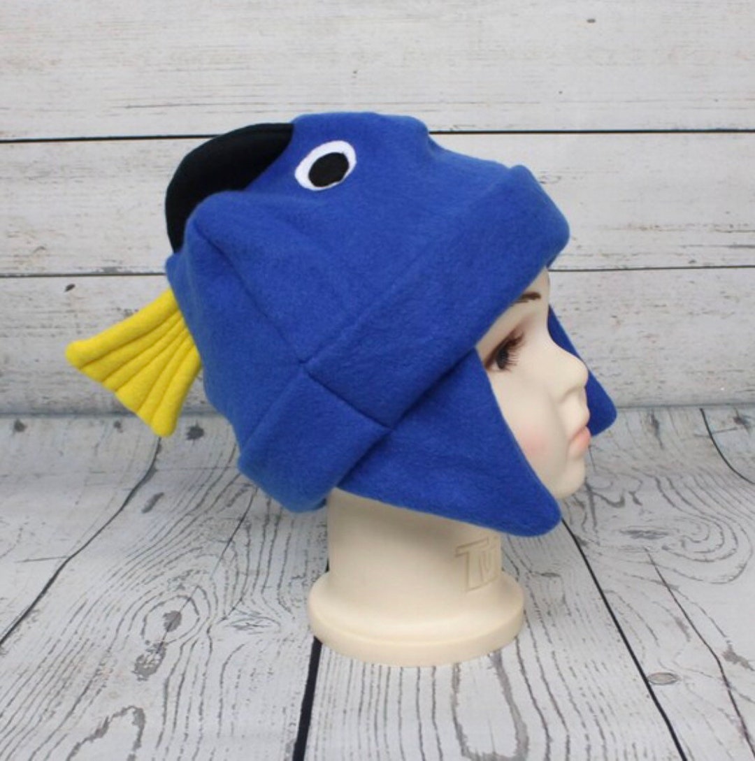 Adult and Kids Fleece Blue Tang Fish Hat, Winter Fleece Hat, Blue Fish ...