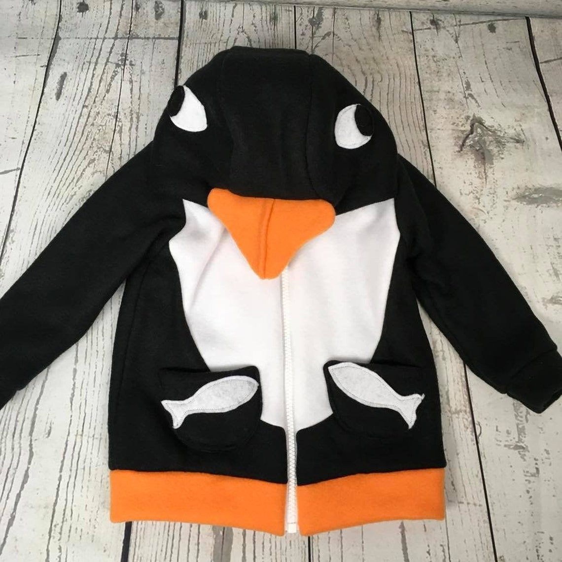 Fleece Penguin Toddler Sweatshirt Hooded Penguin Sweatshirt - Etsy