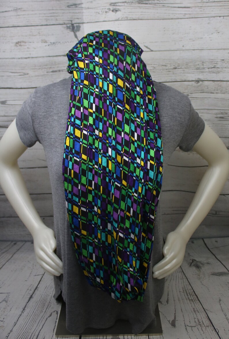 Multicolor Knit Infinity Scarf, Stain Glass Print Scarf - Etsy