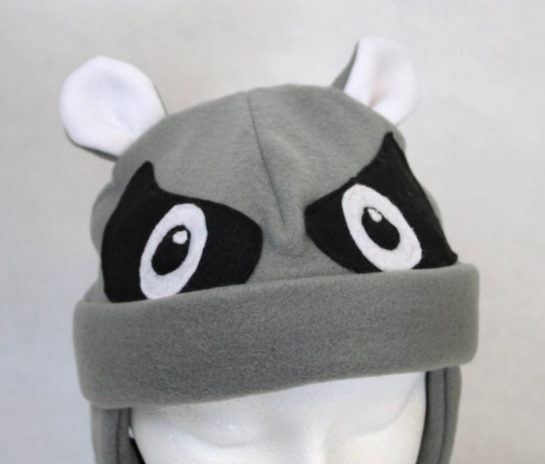 Adult and Kids Raccoon Hat, Cute Animal Hat, Animal Earflap Hat, Fleece ...