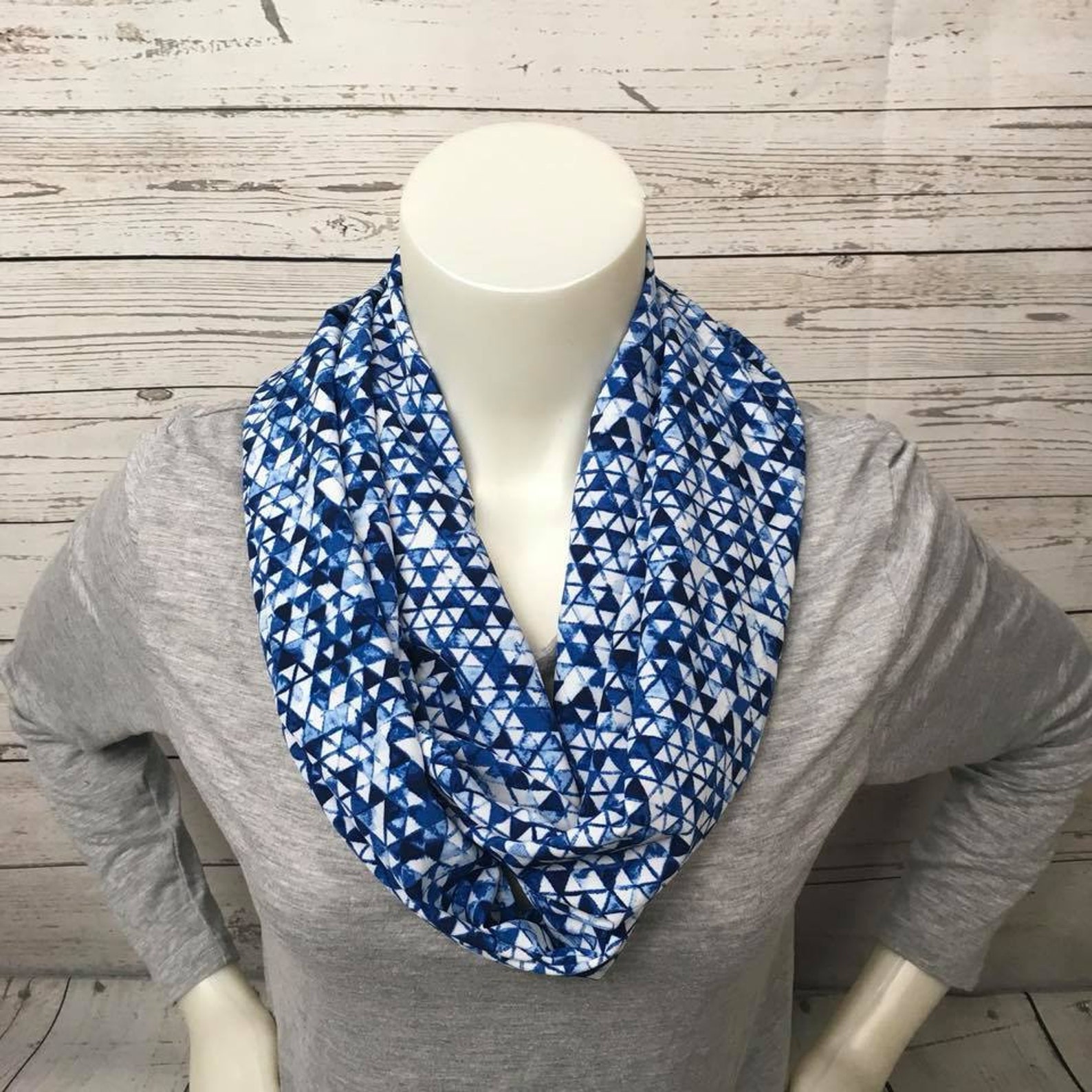 Blue and White Lightweight Infinity Scarf Lightweight Loop - Etsy