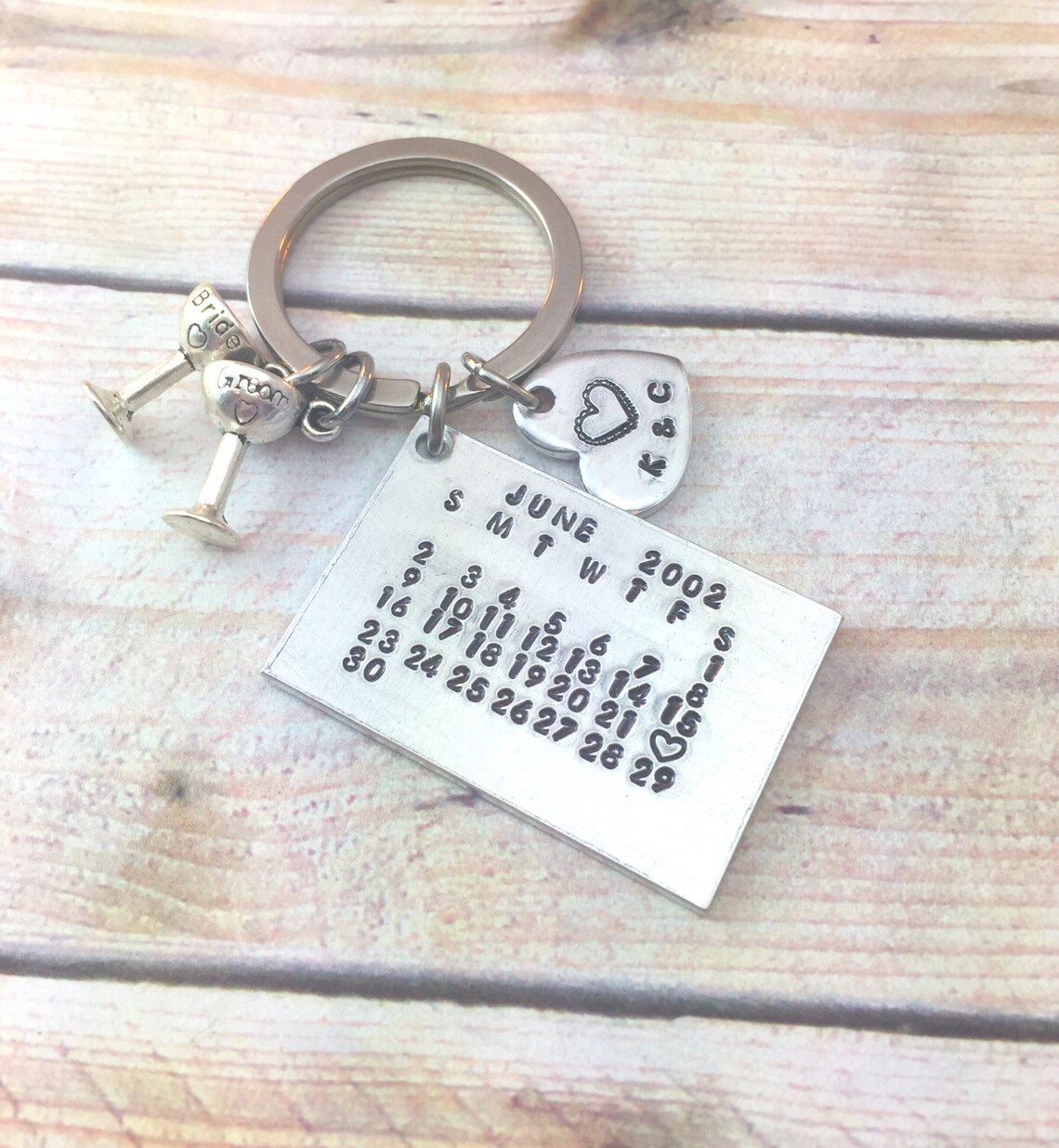Wedding Date Calendar Keychain Wedding Gift Keychain Gift - Etsy