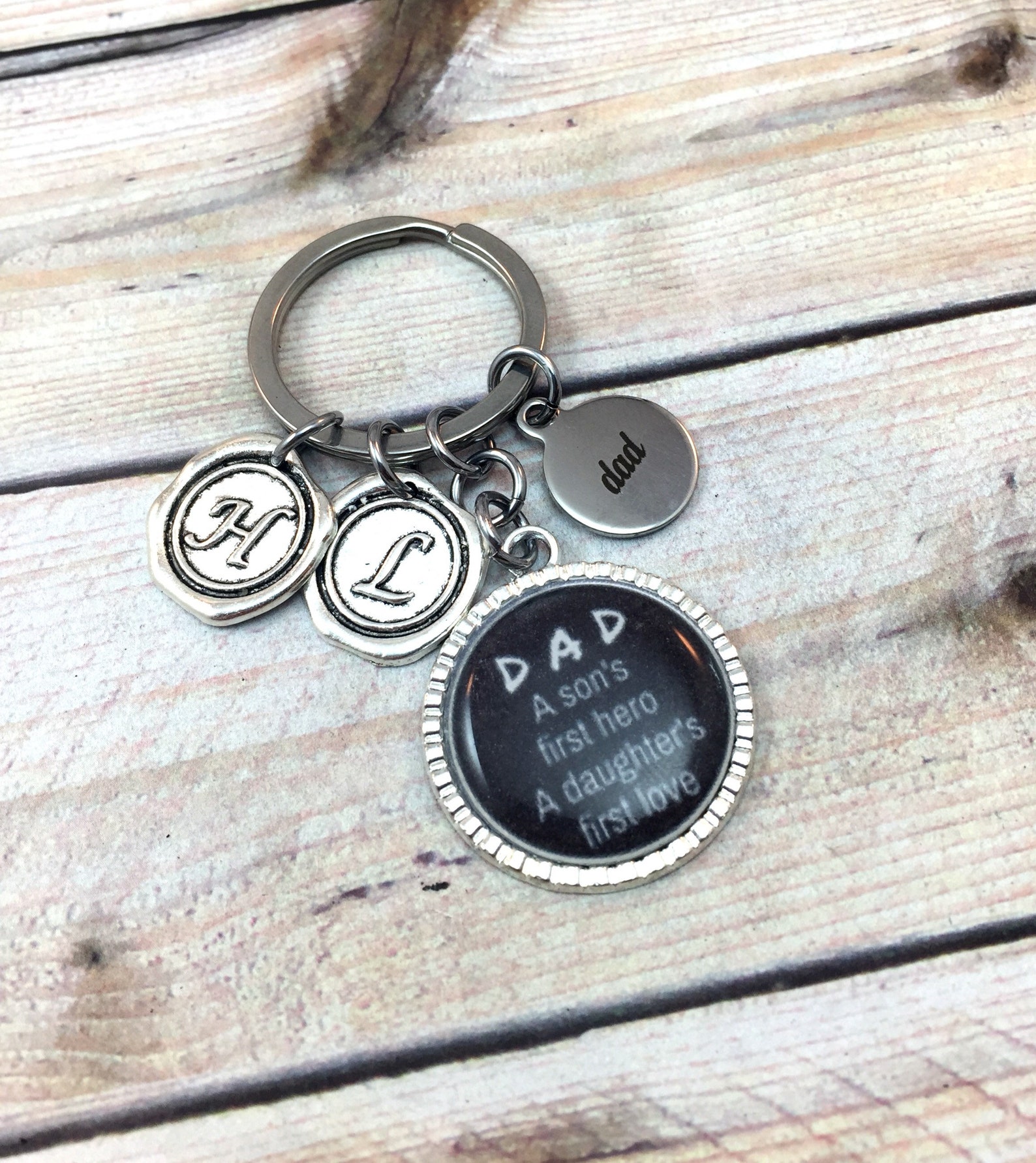 Dad Keychain Gift, Father's Day Gift, A Son's Hero, A Daughter's First ...
