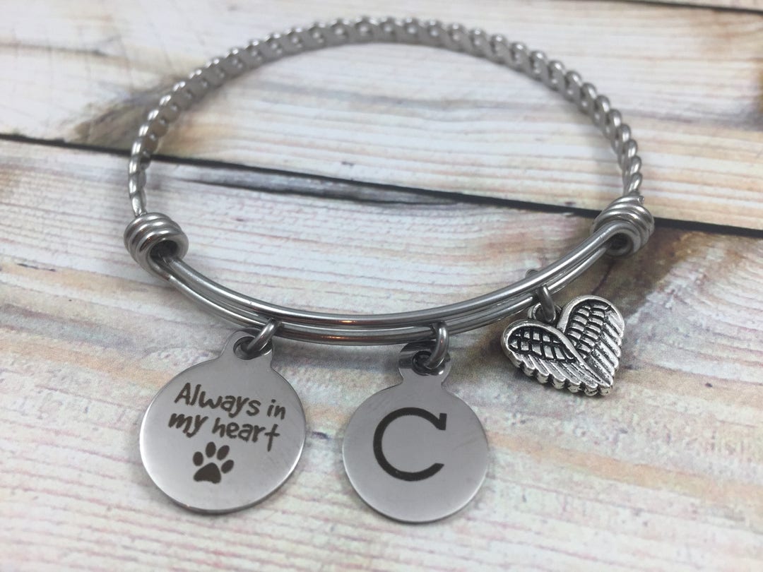 Always in My Heart Bracelet, Pet Grief Bracelet, Loss of Dog Cat Bangle ...