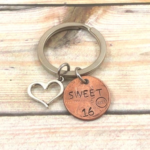 Sweet 16 Keychain L Penny Keychain L Daughter Gift L - Etsy