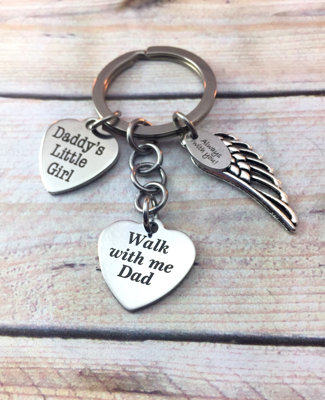 Walk With Me Dad Keychain, Daughter Grief Keychain, Loss of Dad ...