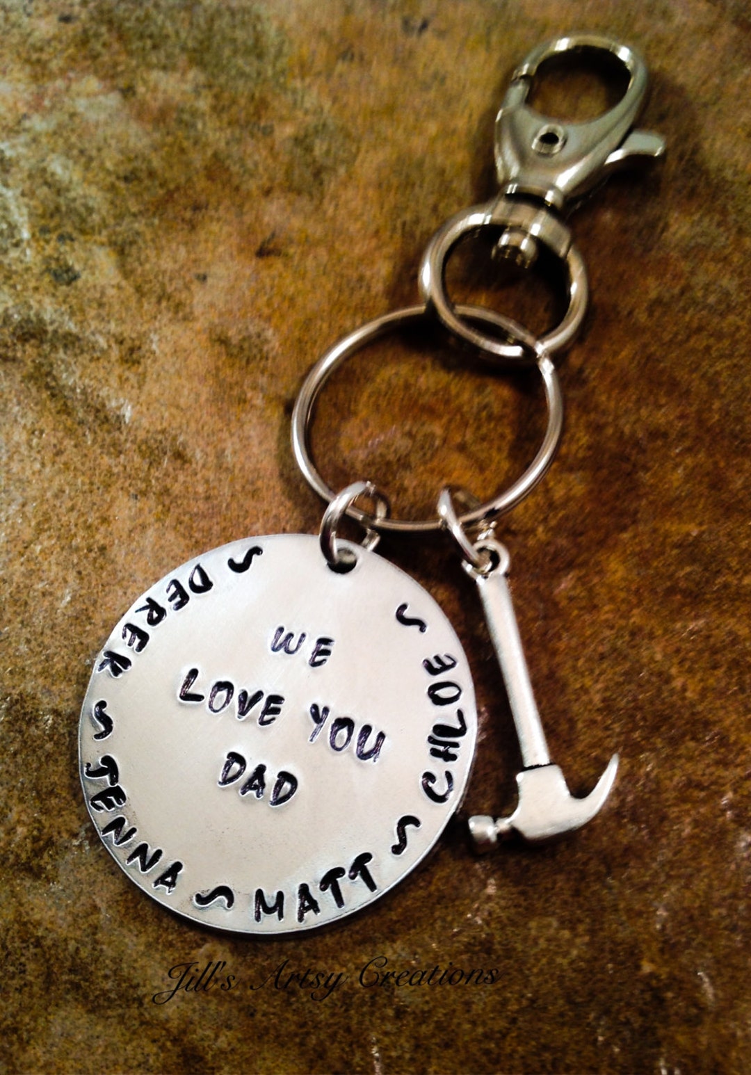 Father's Day Gift Keychain, Personalized Keyring for Dad, We Love You ...