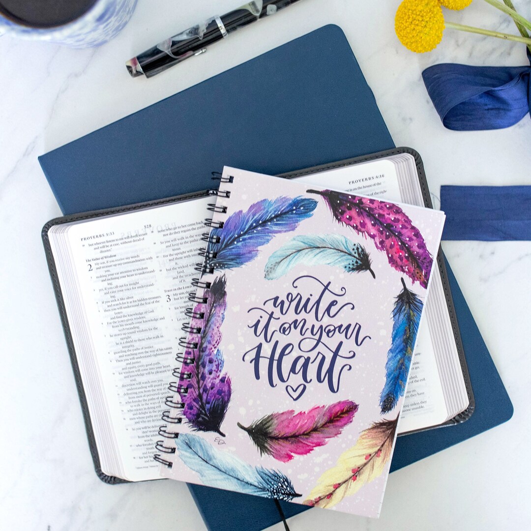 Write It on Your Heart Feathers Notebook, Blank Lined Spiral Notebook ...