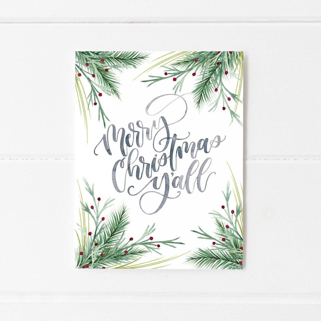 Southern Merry Christmas Y'all Holiday Greeting Card - Etsy.de