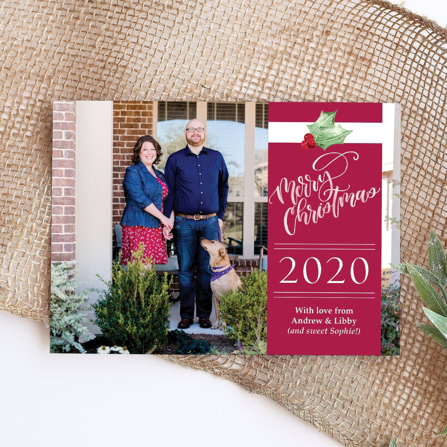 Merry Christmas Full Photo Horizontal Holiday Card Custom | Etsy
