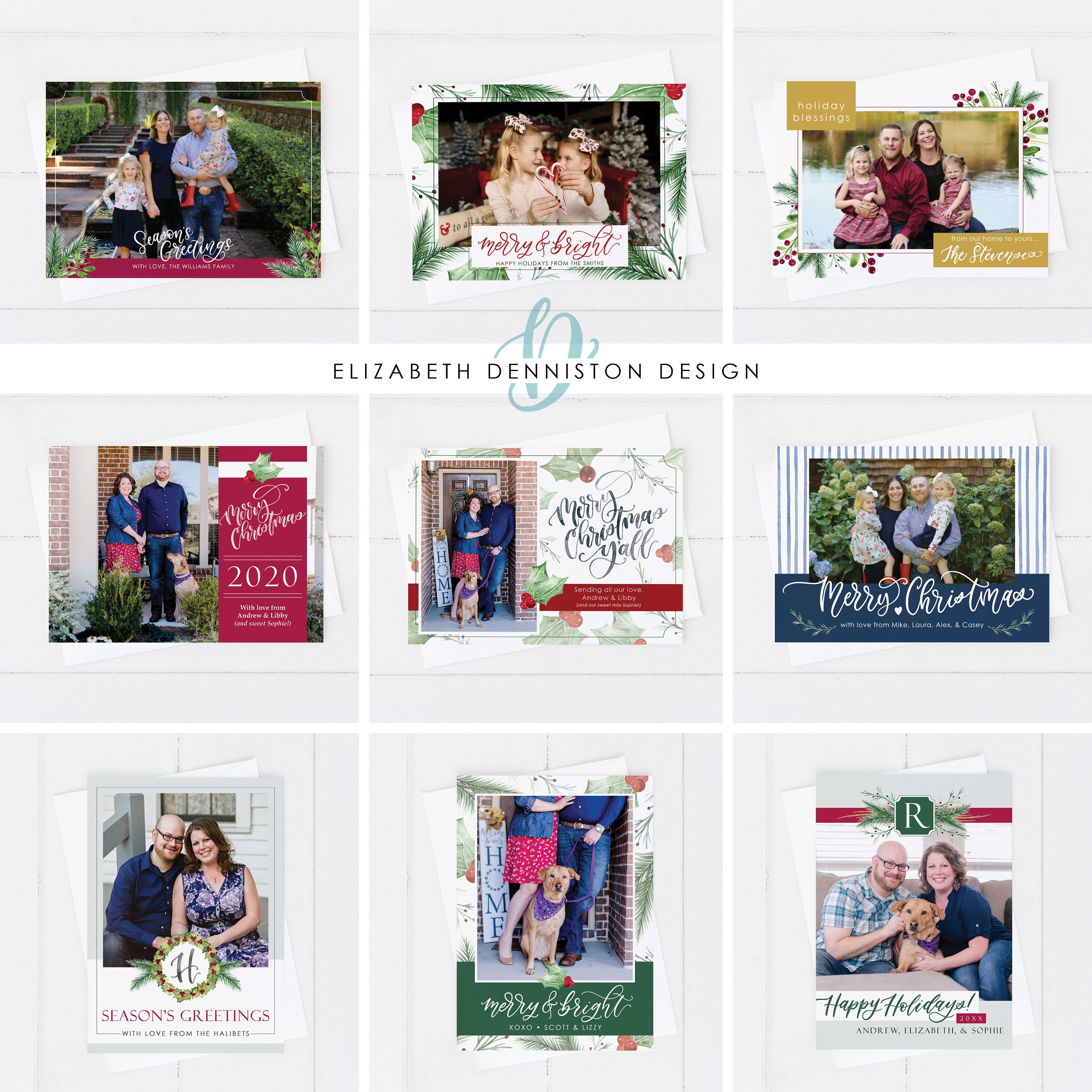 Merry Christmas Full Photo Horizontal Holiday Card Custom | Etsy