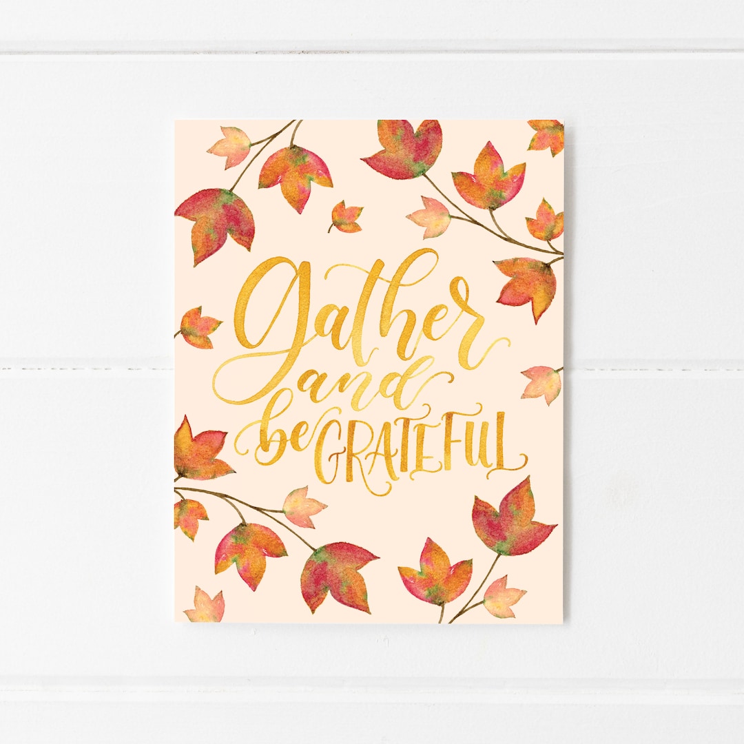 Gather & Be Grateful Fall Greeting Card, Blank Note Card - Etsy