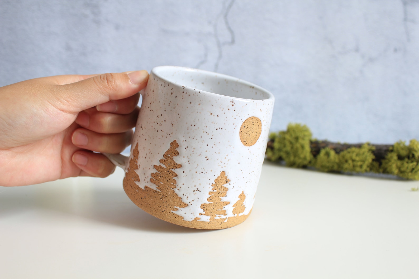 White Pine Tree Mugsnow Night Mugforest Mughandmade - Etsy