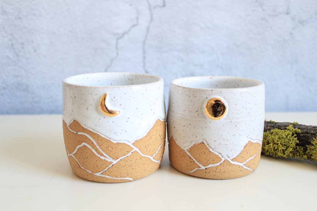 22k Gold Sun and Moon Mug Mountain Mug Handmade Mug - Etsy