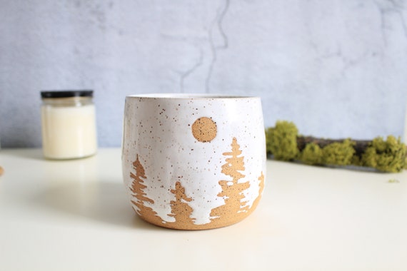 Pine tree planter handmade planter Pottery planter Small | Etsy