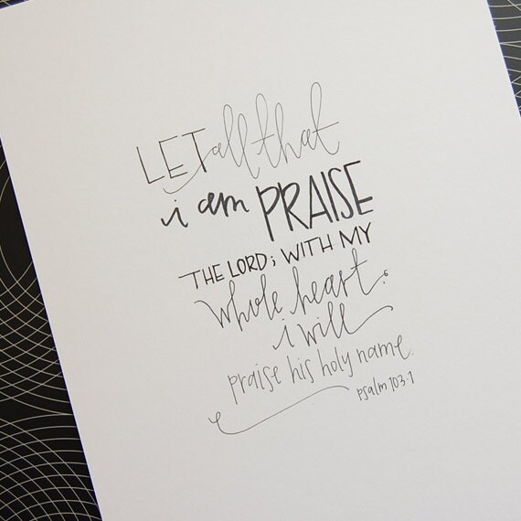 Items similar to handwritten art original - Psalm 103:1 on Etsy