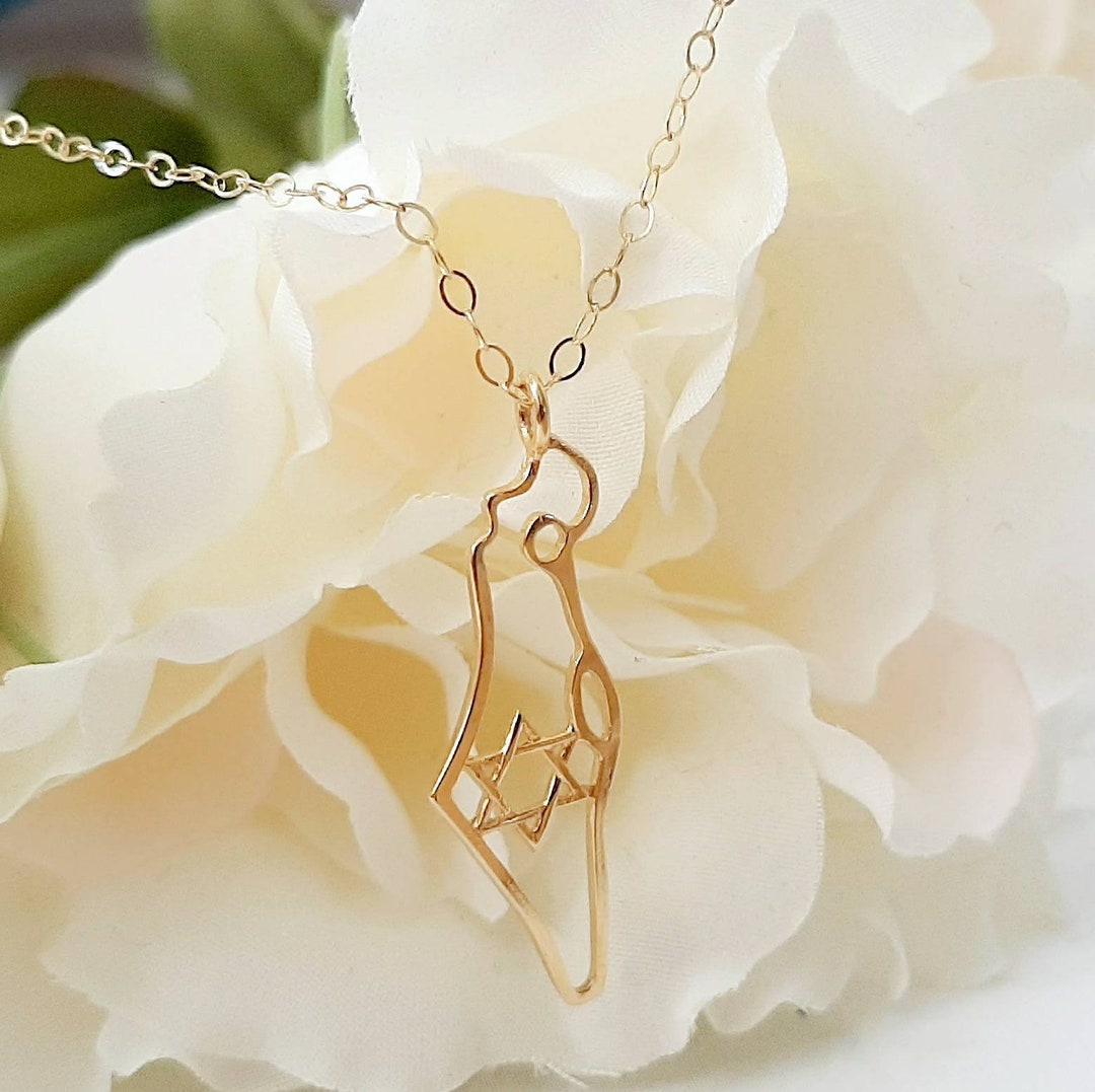 Israel Map Necklace Gold Israel Map Necklace Hollow Istael - Etsy