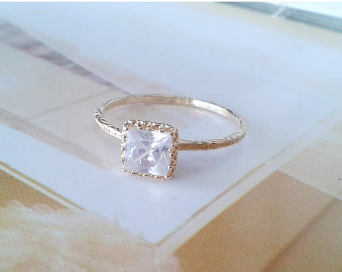 Transparent Square Ring Thin Transparent Ring Delicate Gold - Etsy