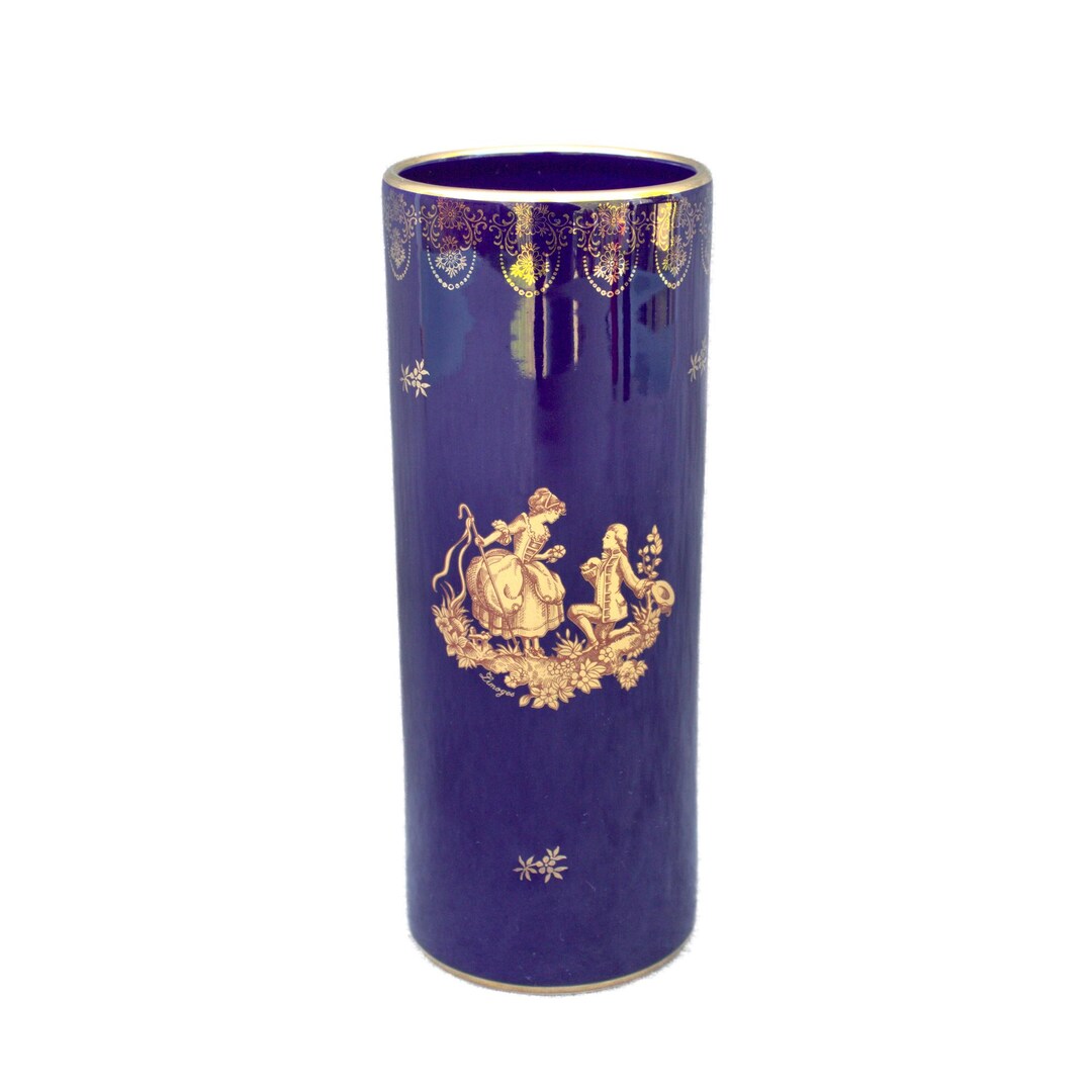 Antique French Vase Limoges Porcelain Marked Kobalt Blue With Real Gold ...
