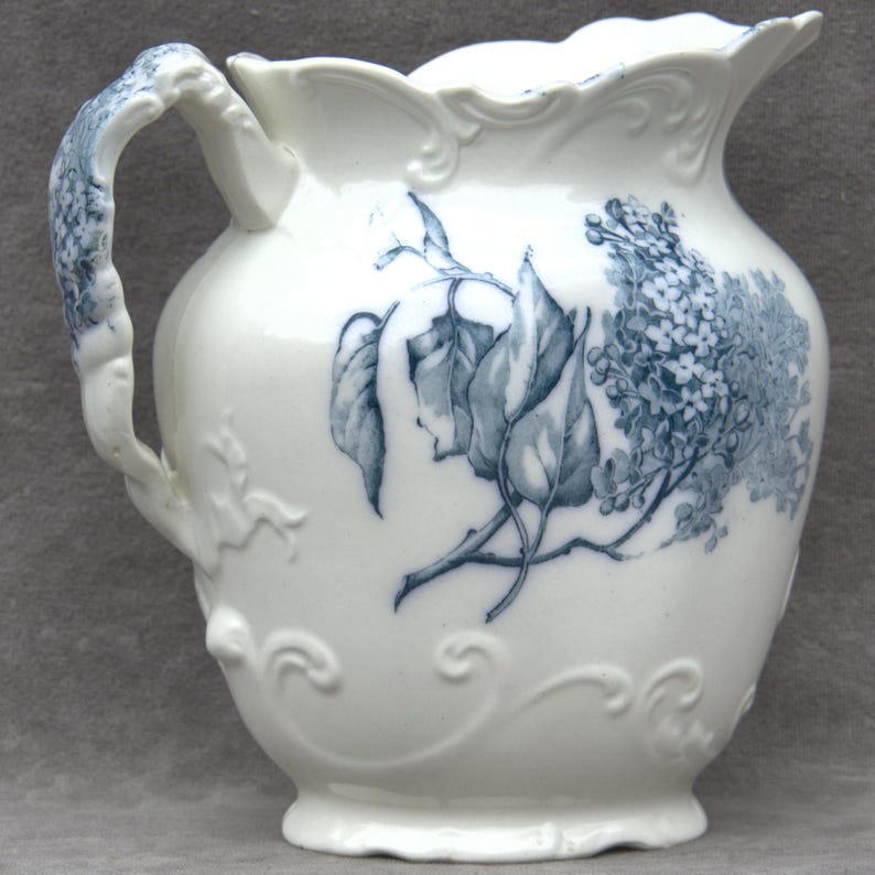 Antique Porcelain Ironstone Jug Pitcher Furnival Lilac England Chic ...